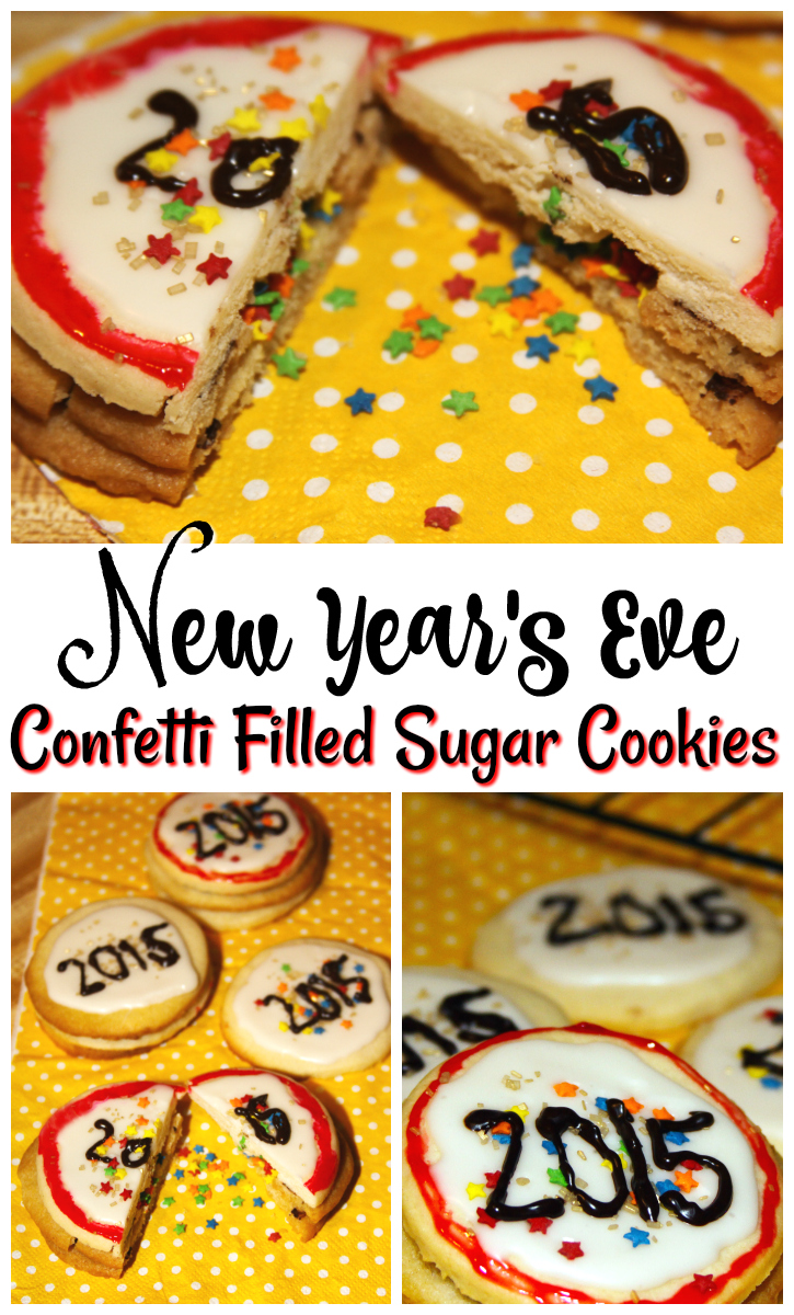 New Year's Eve Confetti Filled Sugar Cookies - For the Love of Food