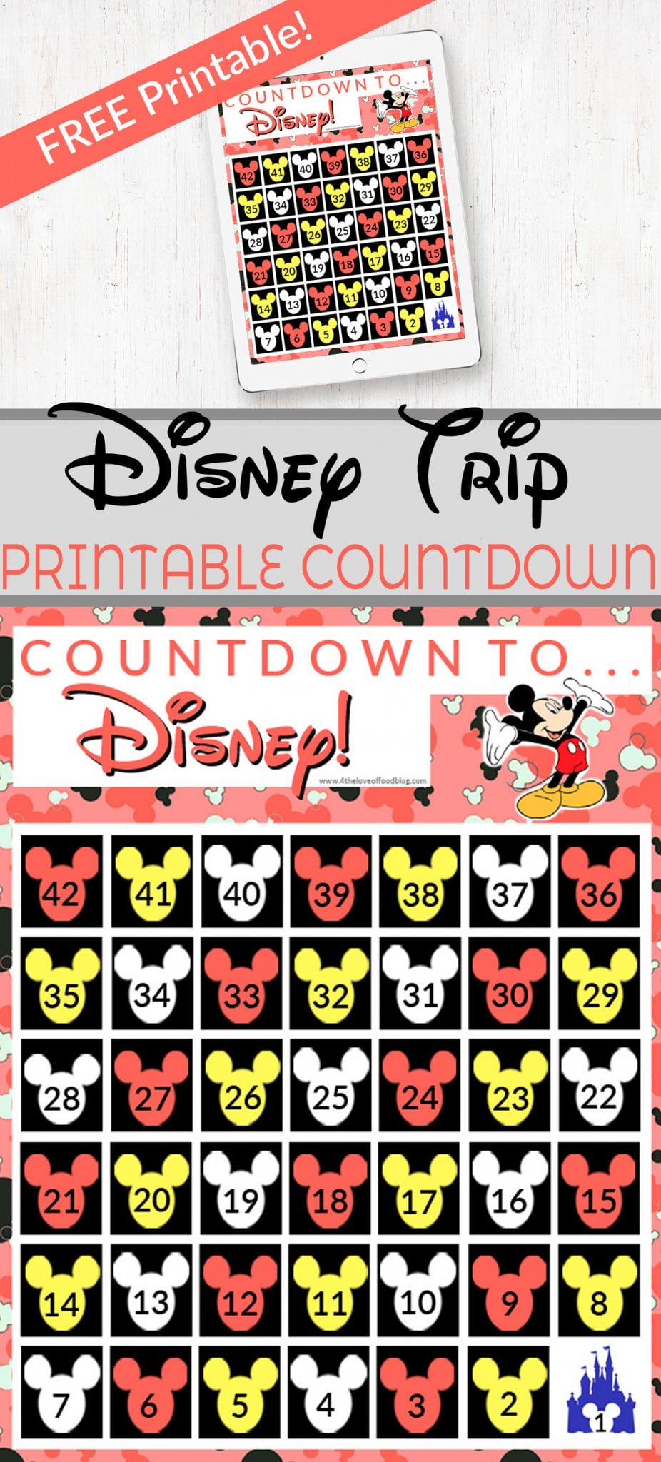 Disney Trip Countdown | Free Printable - For the Love of Food