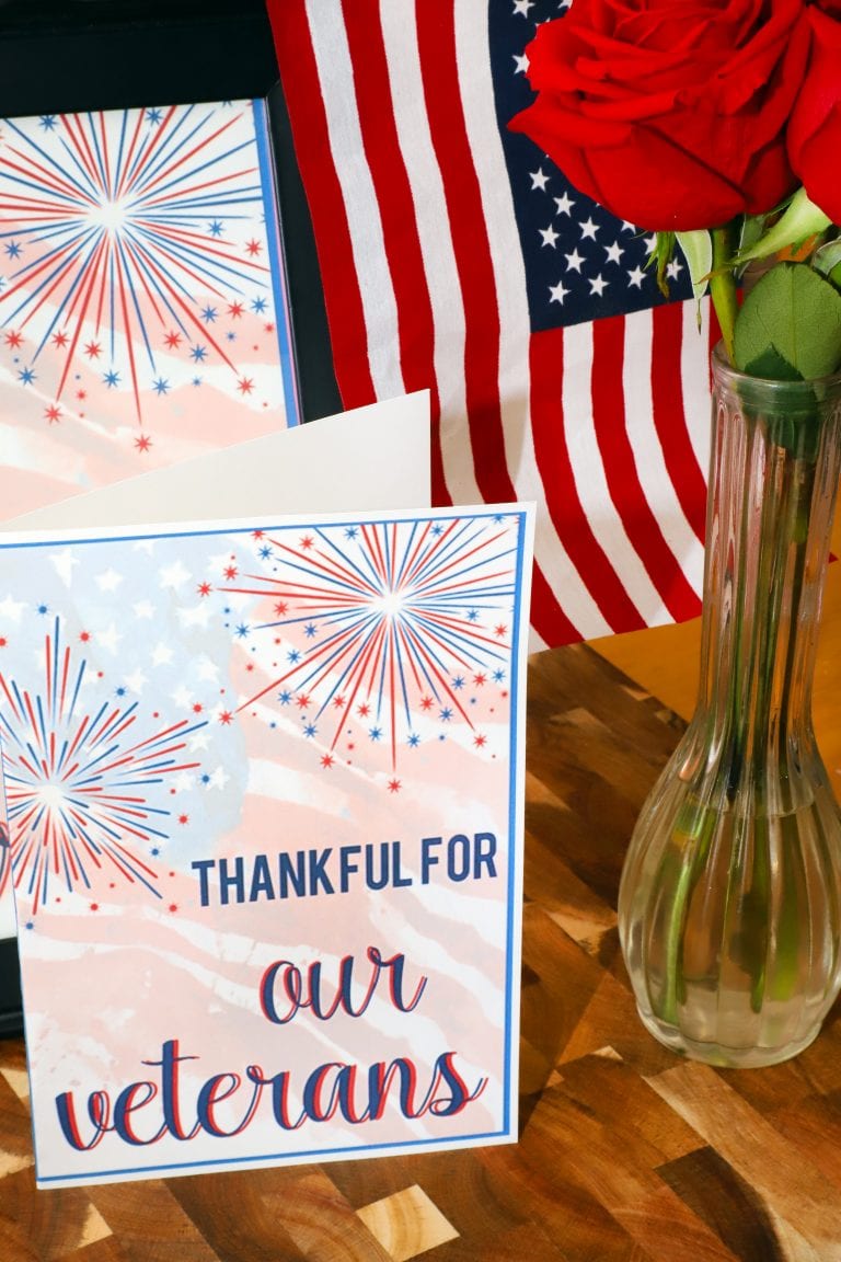 Veterans Day Printable Sign and Card - For the Love of Food