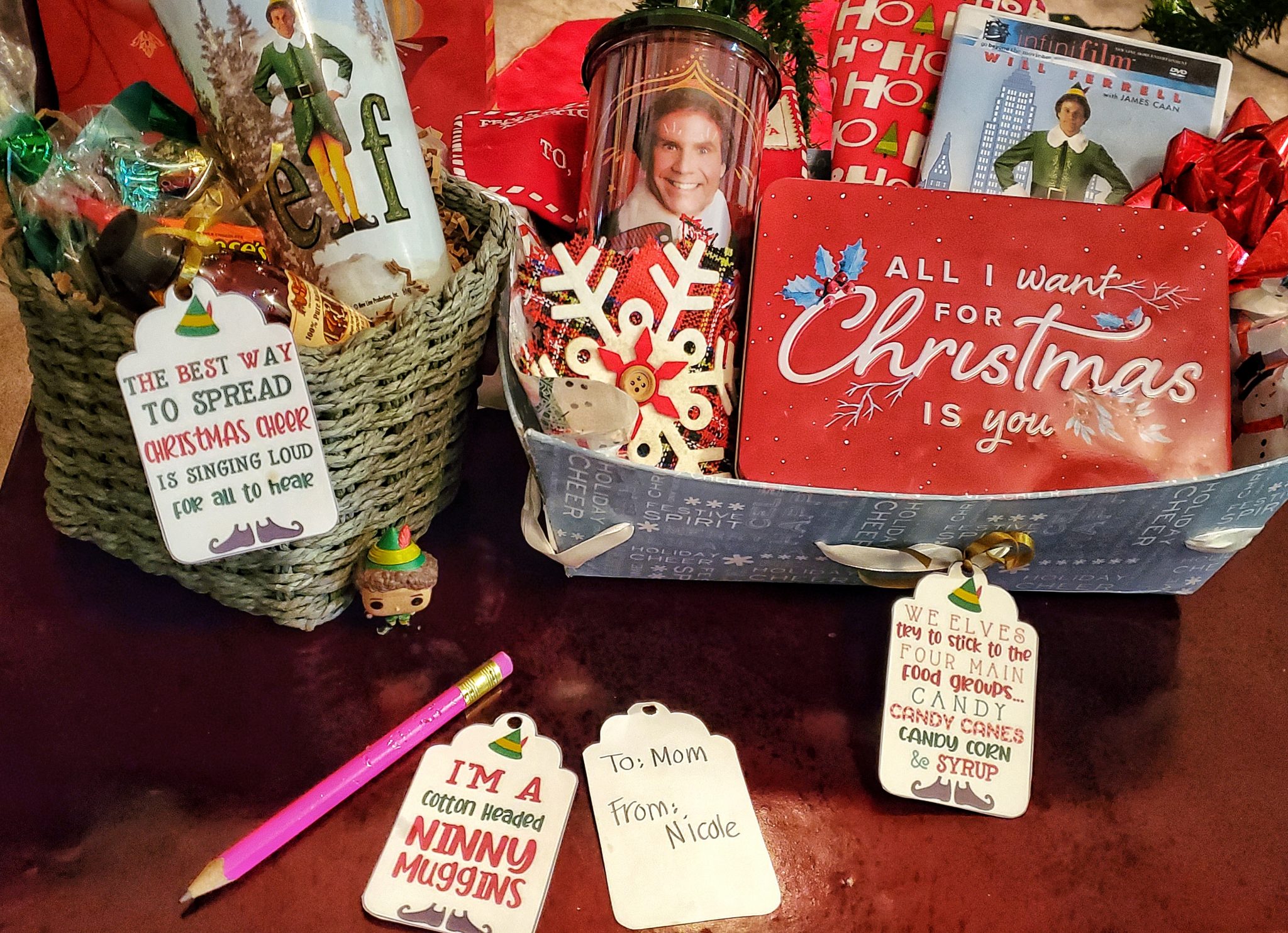 Printable "Elf" Movie Themed Holiday Tags and Gift Baskets - For the ...