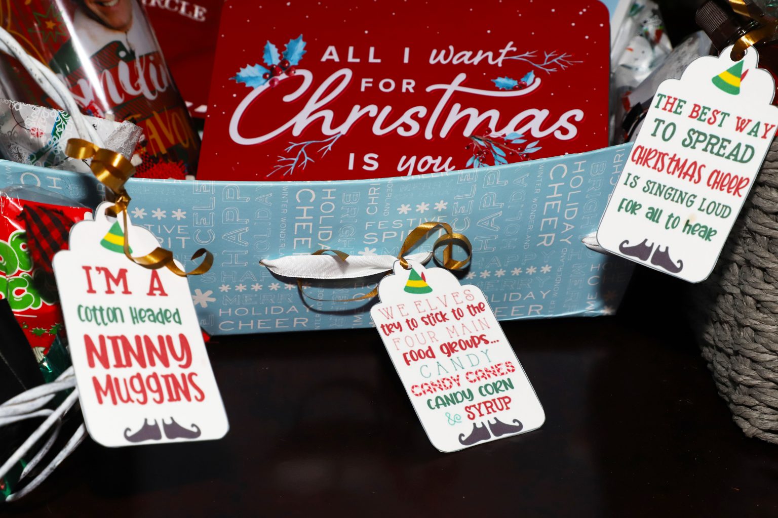 Printable "Elf" Movie Themed Holiday Tags and Gift Baskets - For the ...