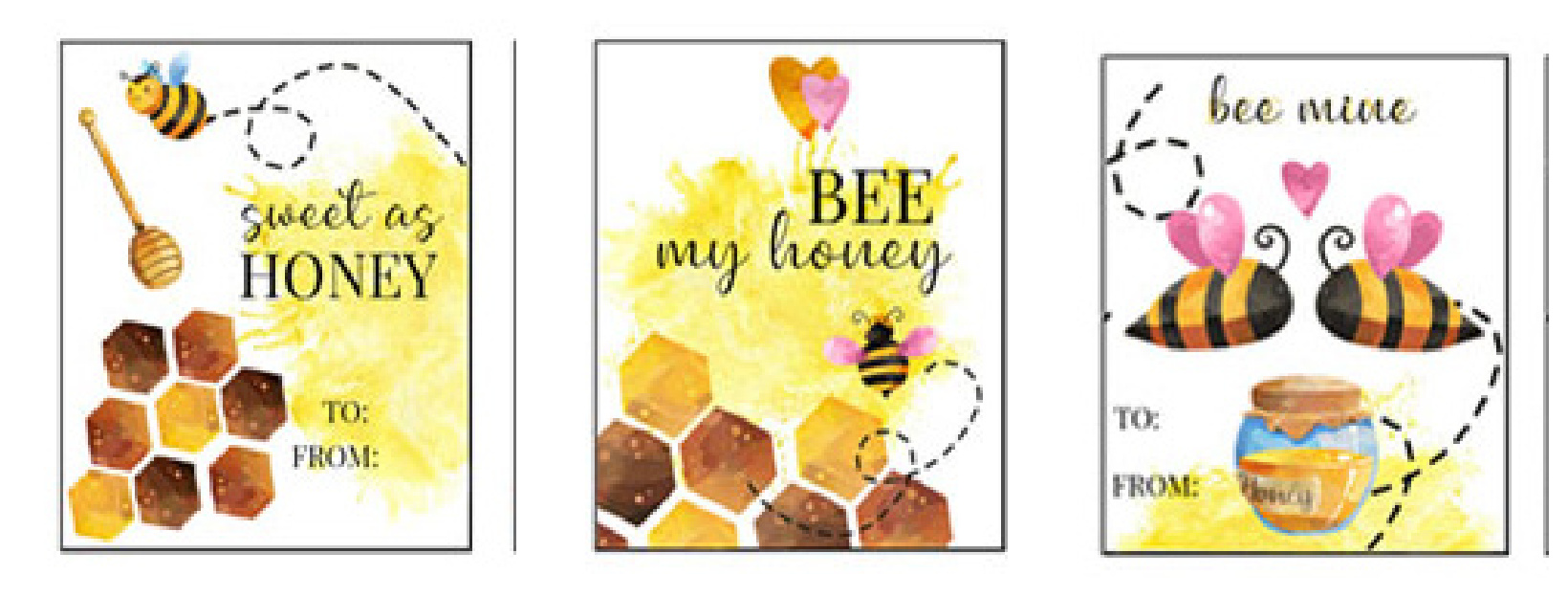 Bee Mine Printable Valentine Gift Tag Cards - For the Love of Food