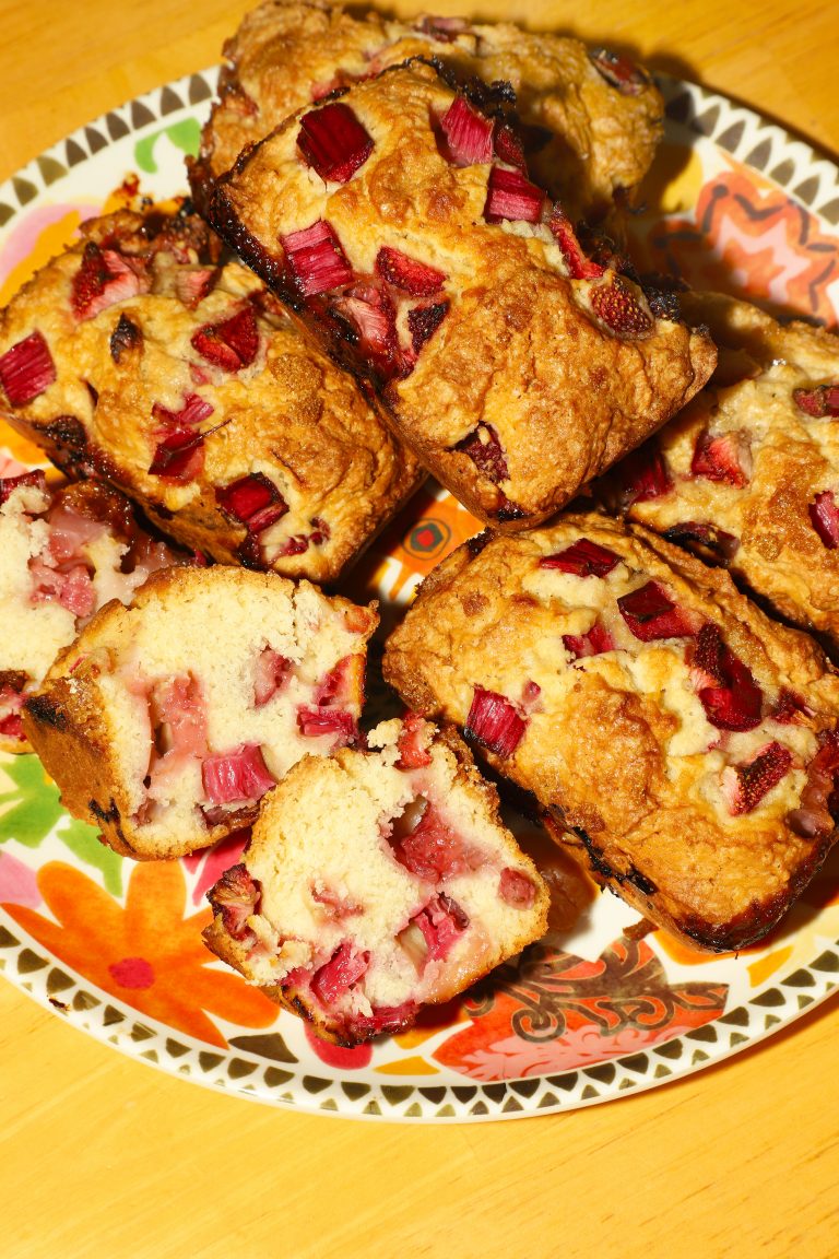 Strawberry Rhubarb Breakfast Bread #SpringSweetsWeek - For the Love of Food