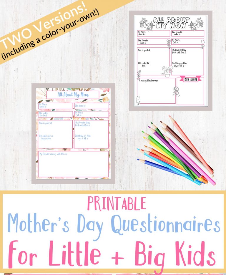 'All About My Mom' Mother's Day Print and Color Gift Idea - For the ...