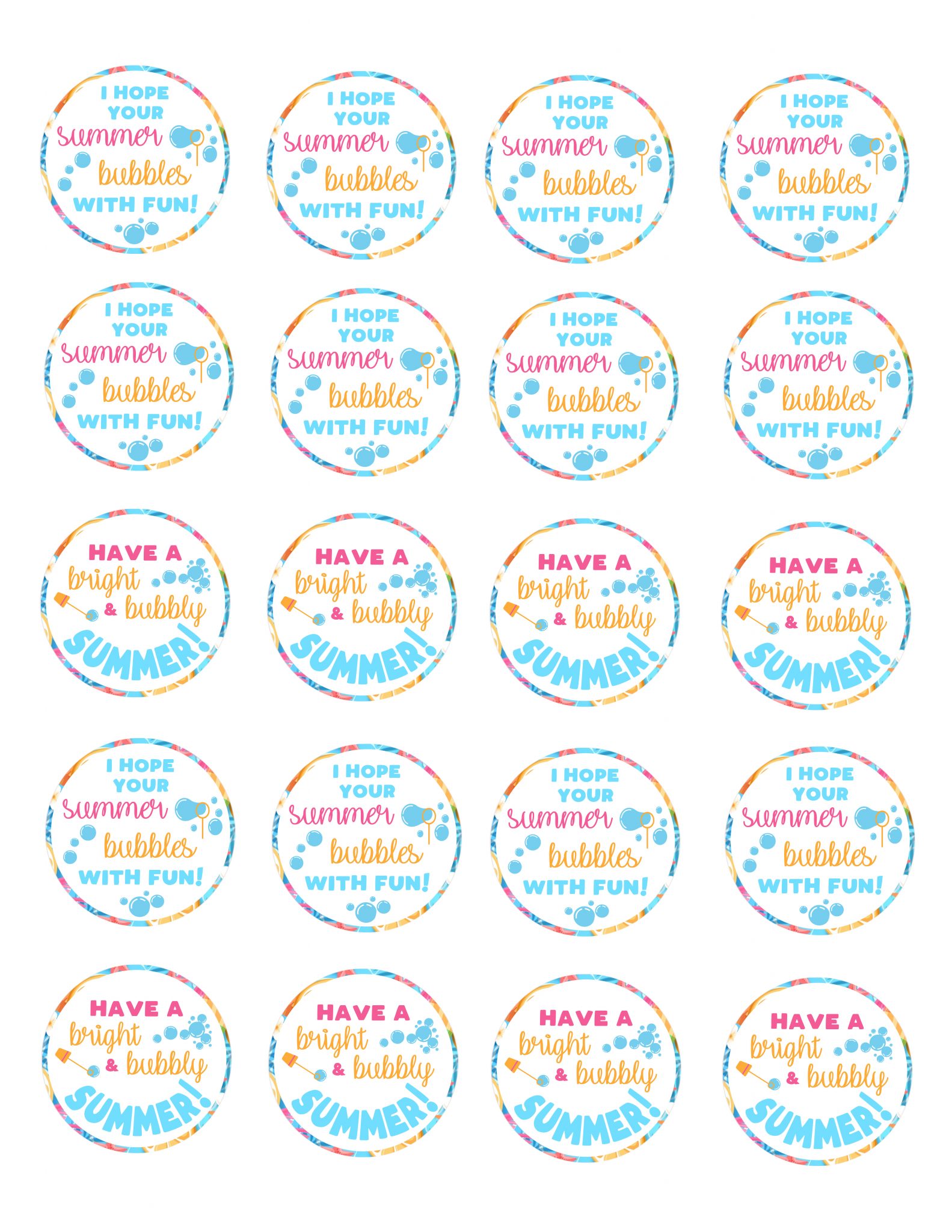 End of School Year Summertime Bubble Gift Idea For Kids | Free ...