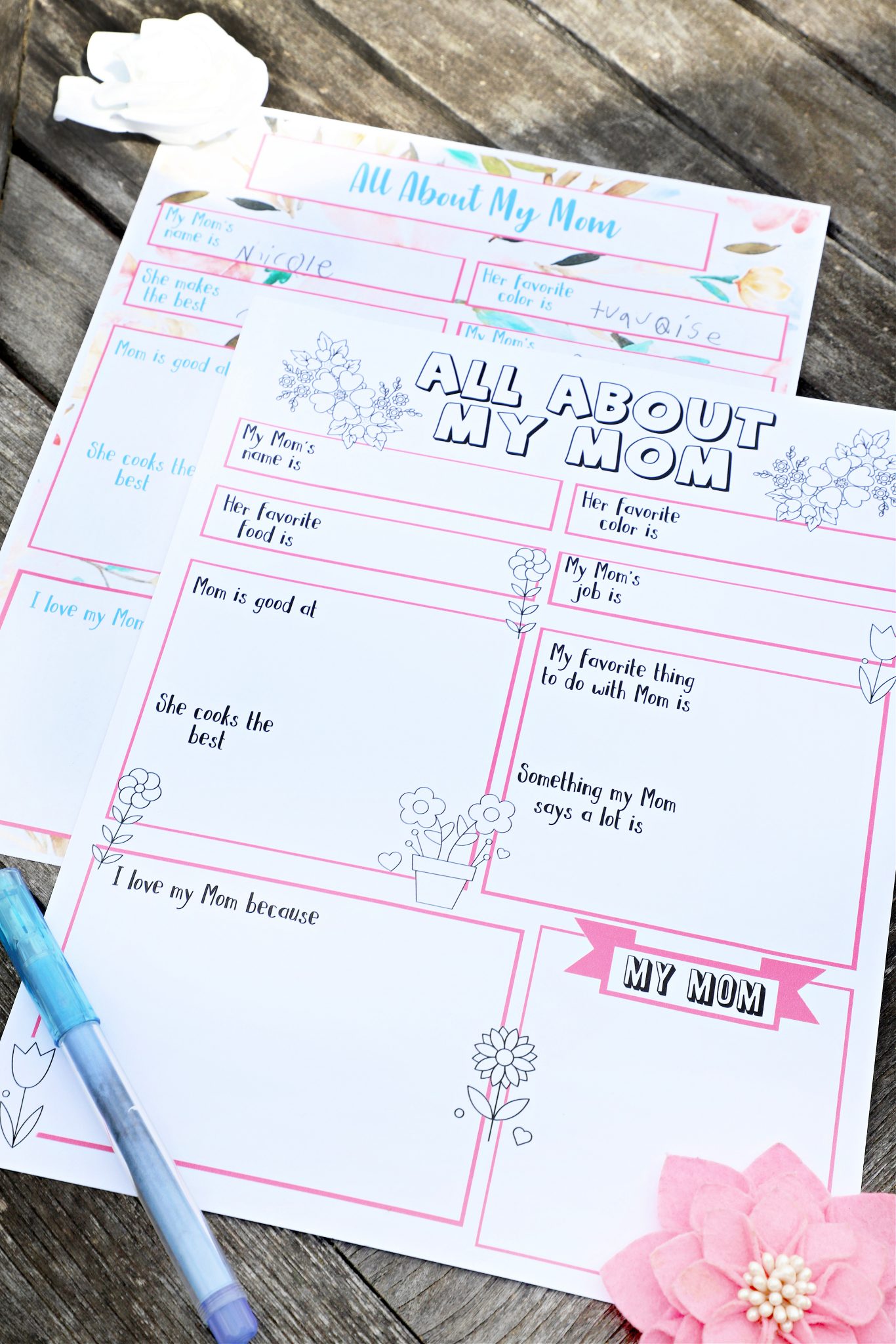 'All About My Mom' Mother's Day Print and Color Gift Idea - For the ...