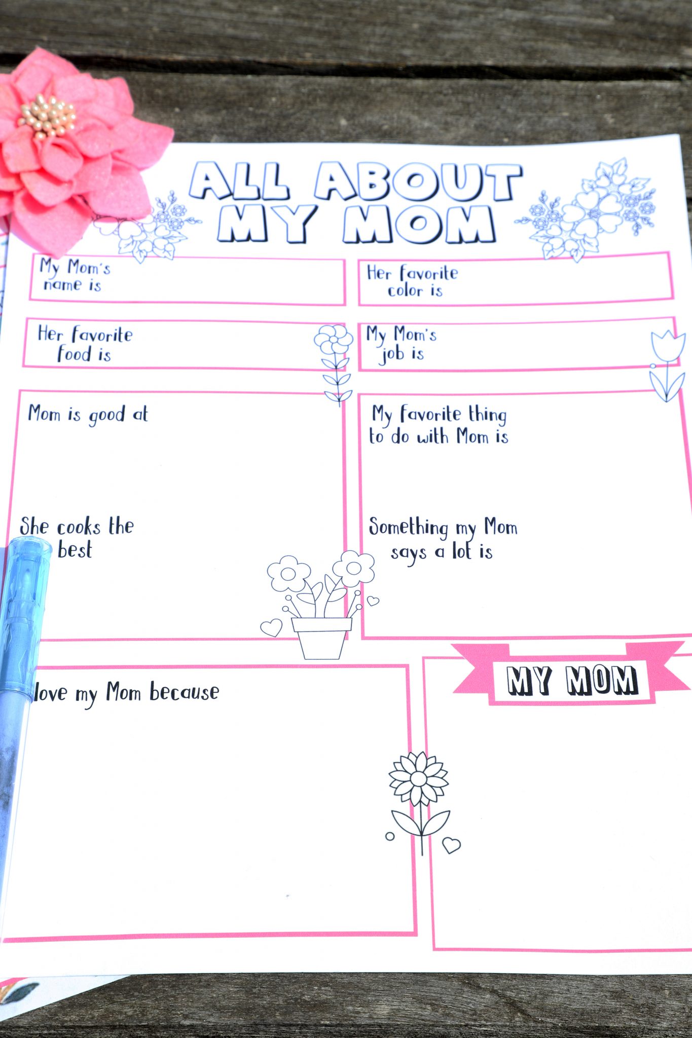 'All About My Mom' Mother's Day Print and Color Gift Idea - For the ...