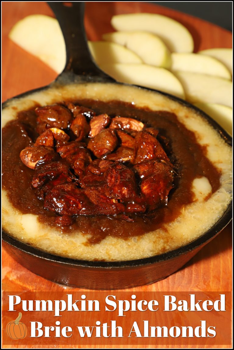 Pumpkin Spice Baked Brie with Almonds #PumpkinWeek - For the Love of Food