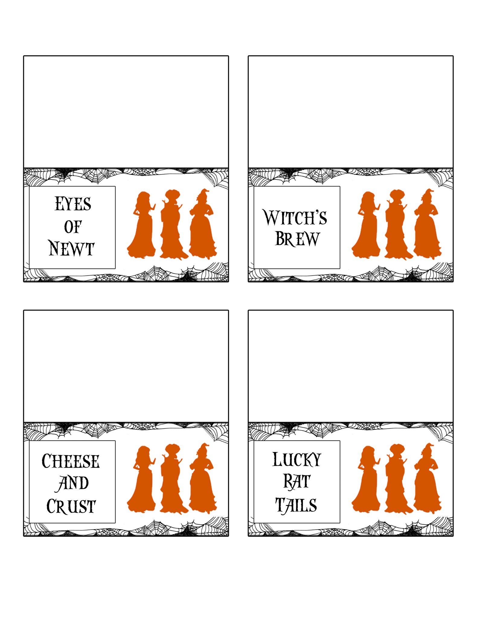 Hocus Pocus Party Place Cards and Food Labels | Free Printable - For ...