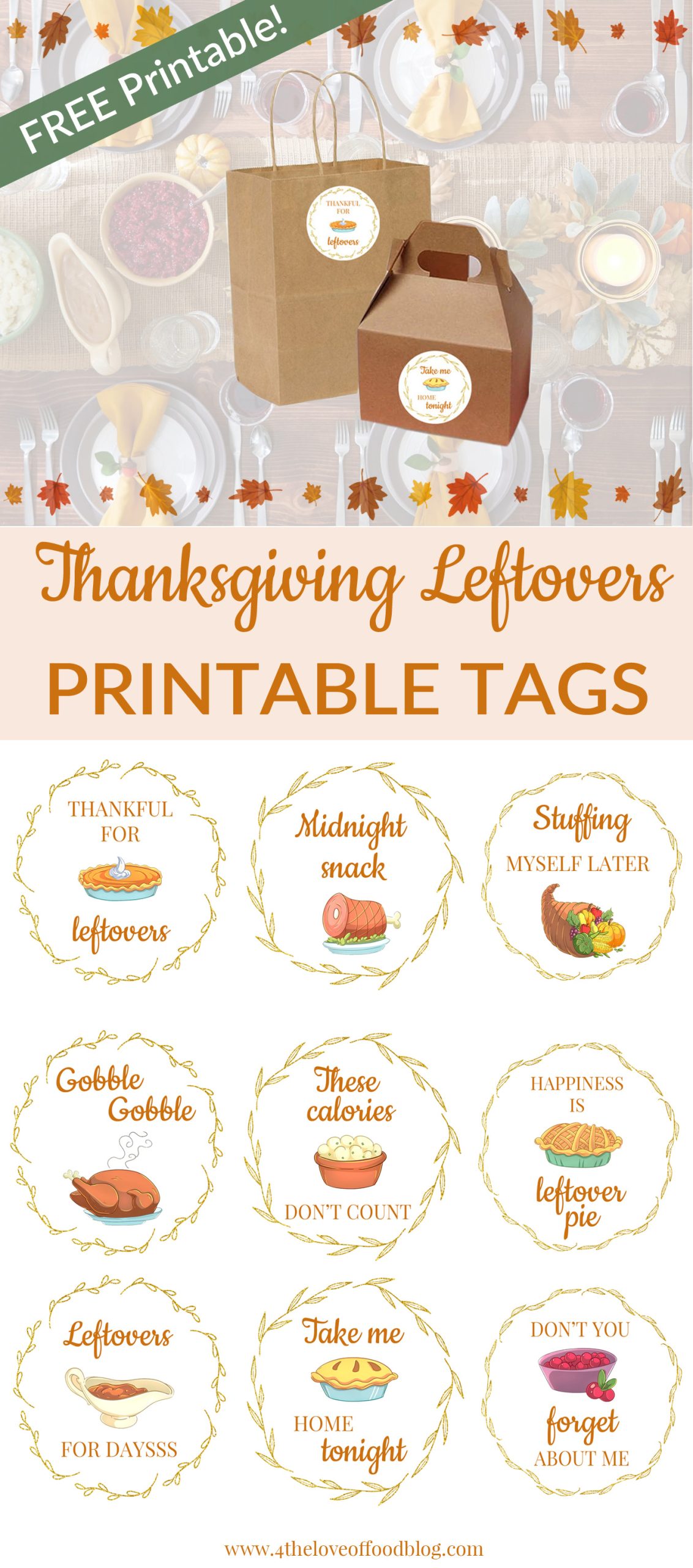 Thanksgiving Leftovers Printable Tags - For the Love of Food