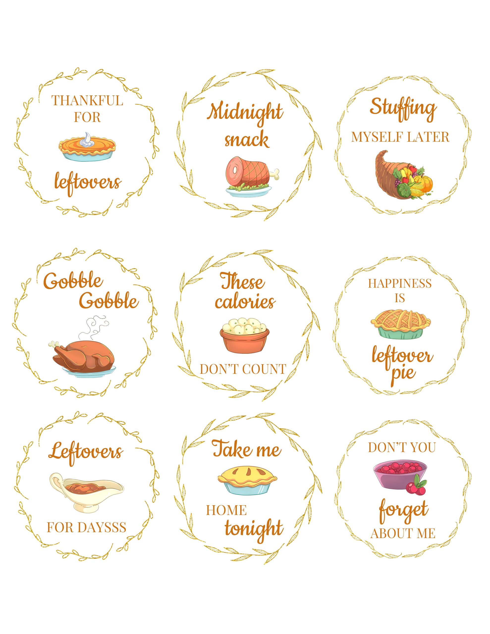 Thanksgiving Leftovers Printable Tags - For the Love of Food