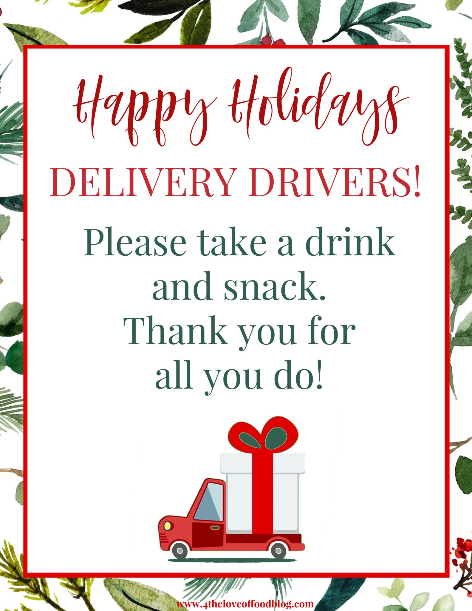 Thank You Delivery Drivers Snack Basket and Printable Sign - For the ...