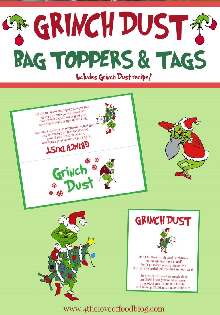 Grinch Dust Recipe with Printable Bag Toppers and Tags - For the Love ...