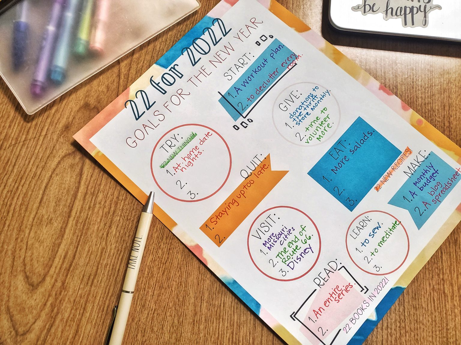 New Year Goal Setting Chart | 22 for 2022 Printable - For the Love of Food