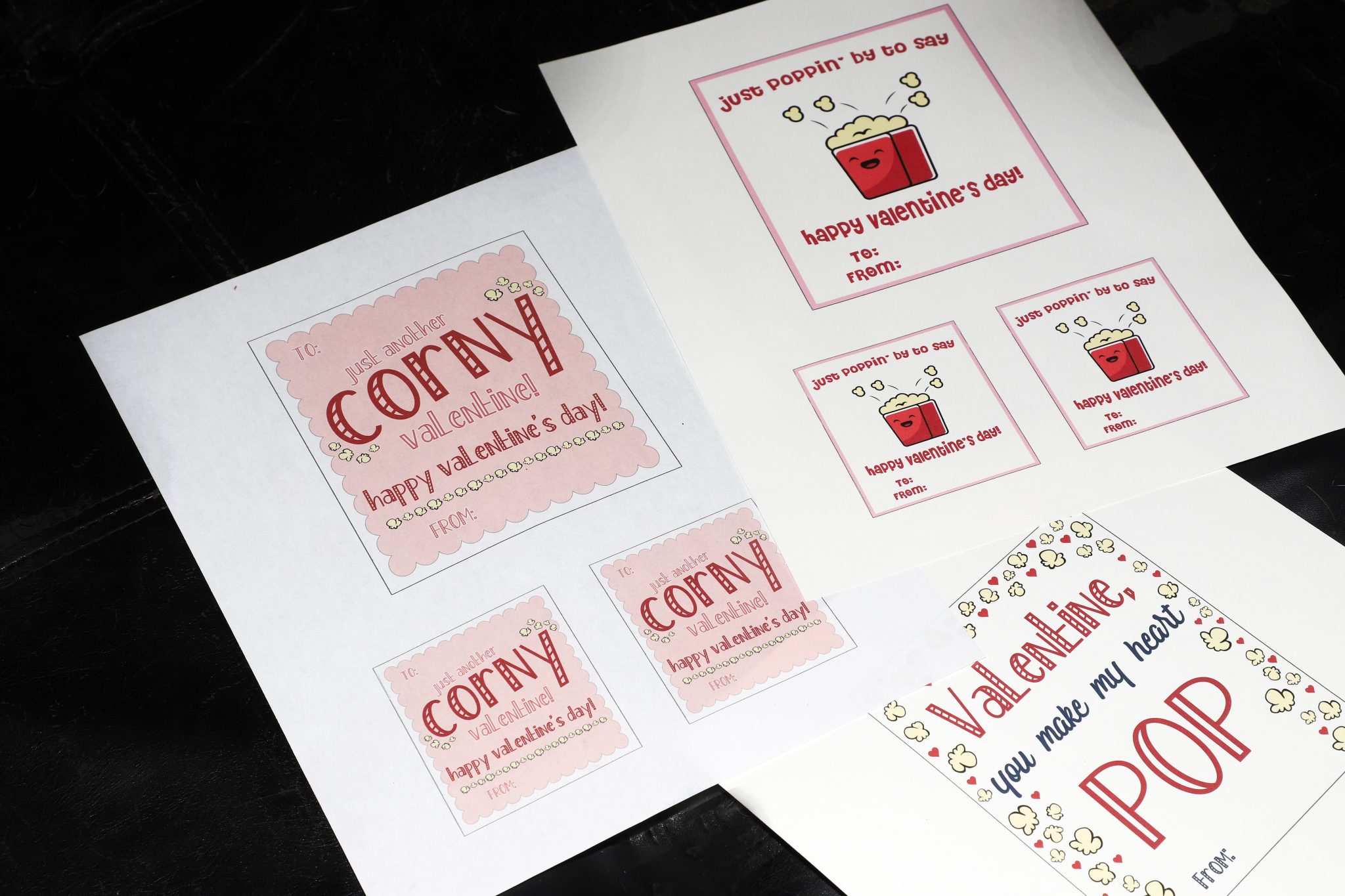 Popcorn Themed Valentine's Day Printable Cards and Gift Tags - For the ...