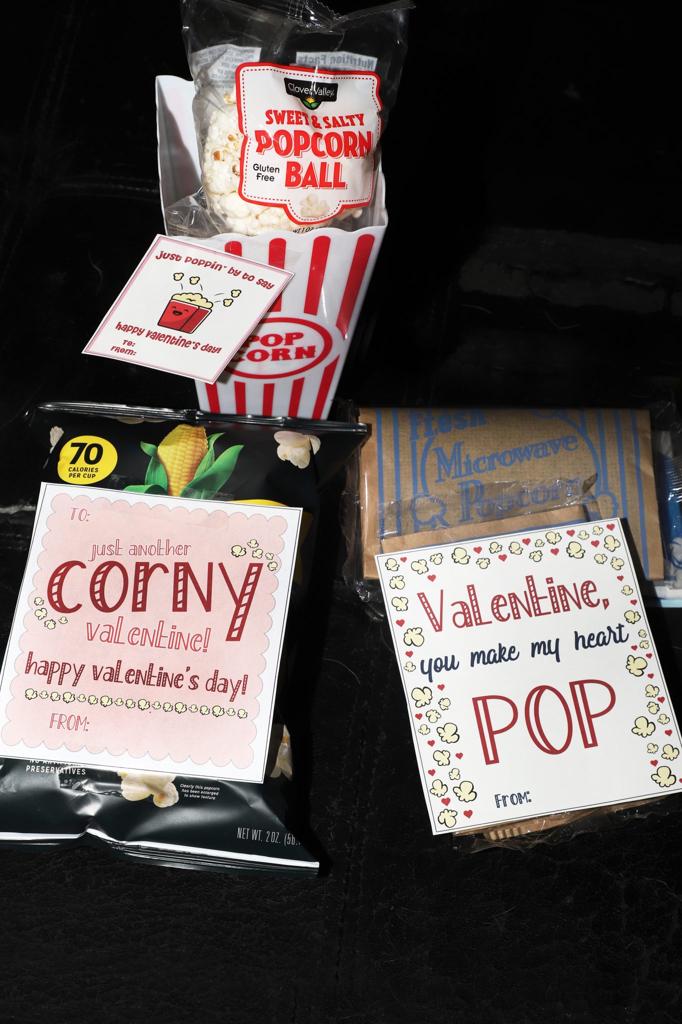 Popcorn Themed Valentine's Day Printable Cards and Gift Tags - For the ...