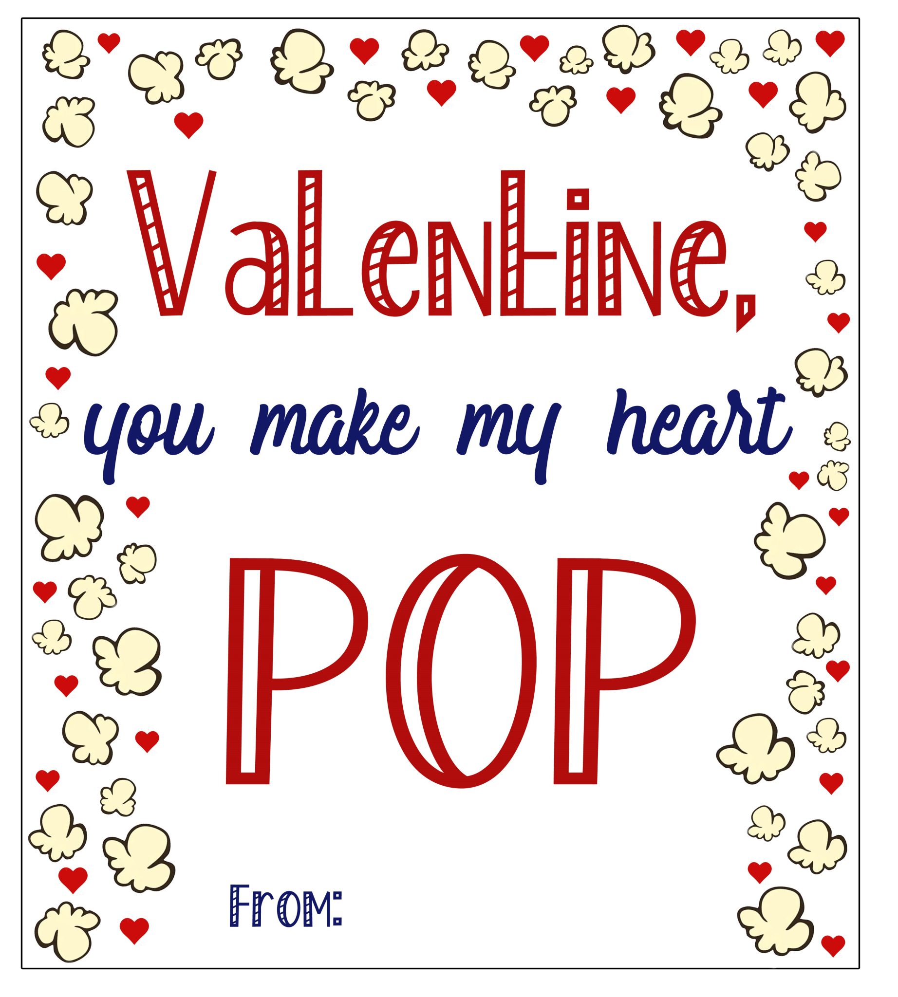 Popcorn Themed Valentine's Day Printable Cards and Gift Tags - For the ...