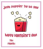Popcorn Themed Valentine's Day Printable Cards and Gift Tags - For the ...