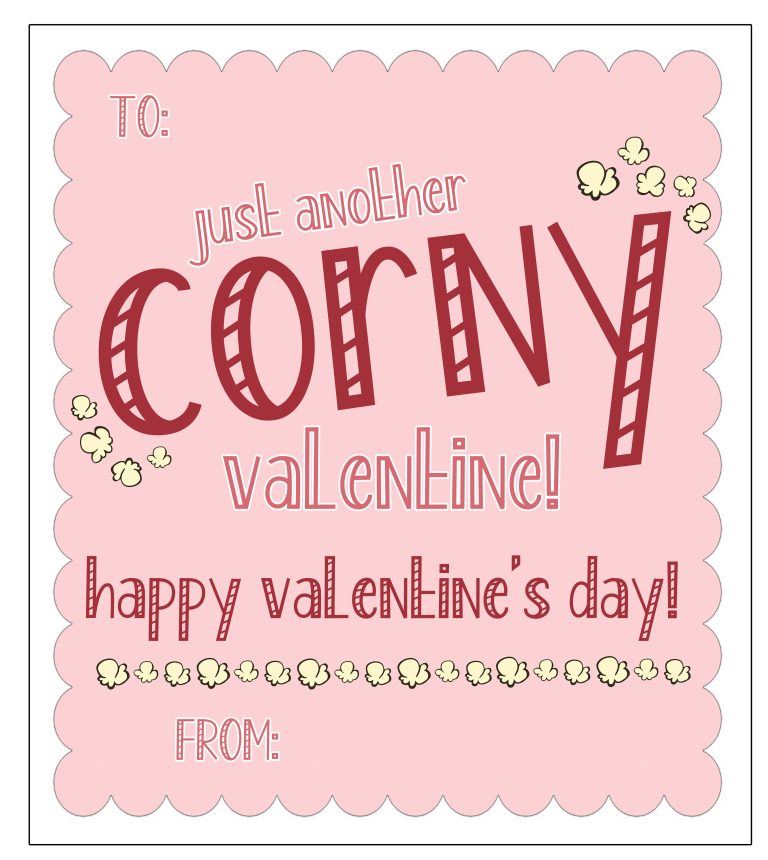 Popcorn Themed Valentine's Day Printable Cards and Gift Tags - For the ...