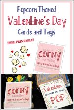 Popcorn Themed Valentine's Day Printable Cards and Gift Tags - For the ...