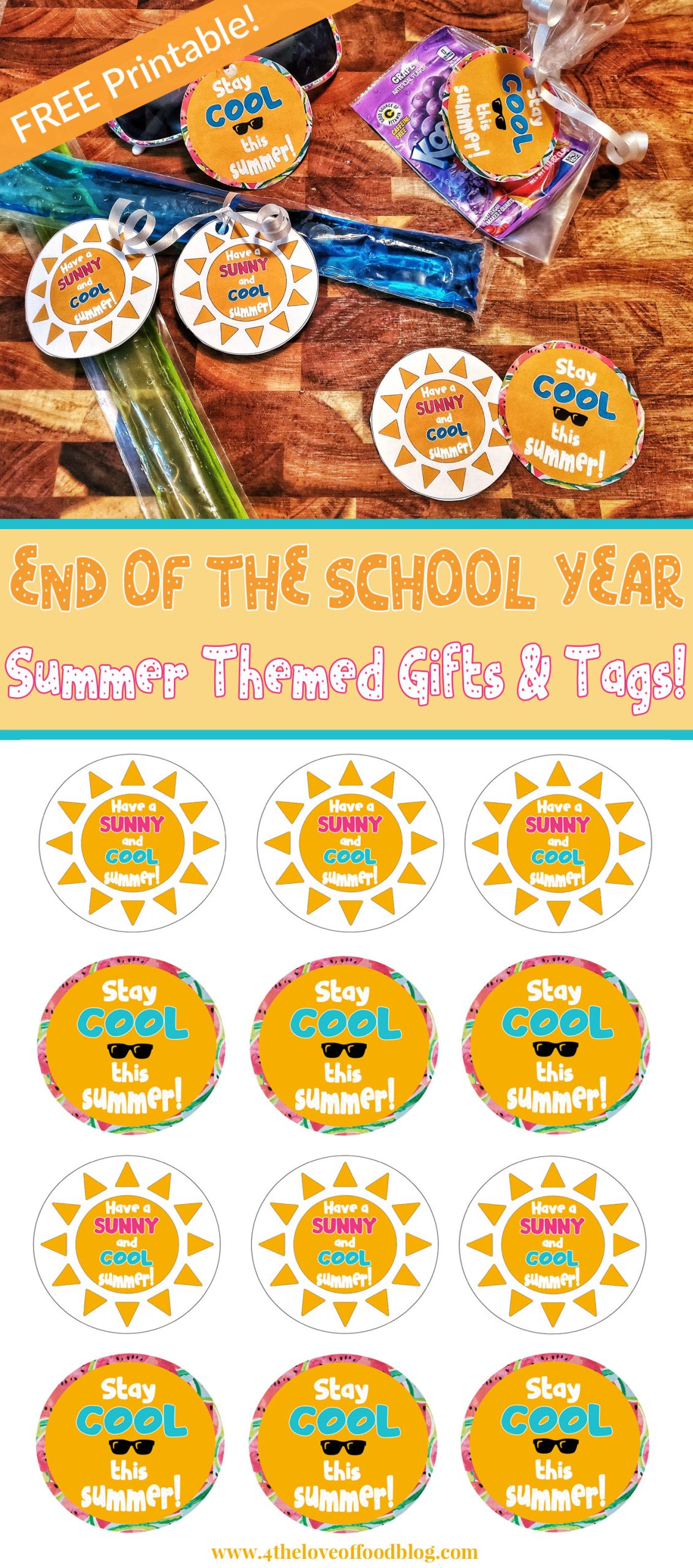End of the School Year Summer Themed Gifts and Tags | Free Printable ...