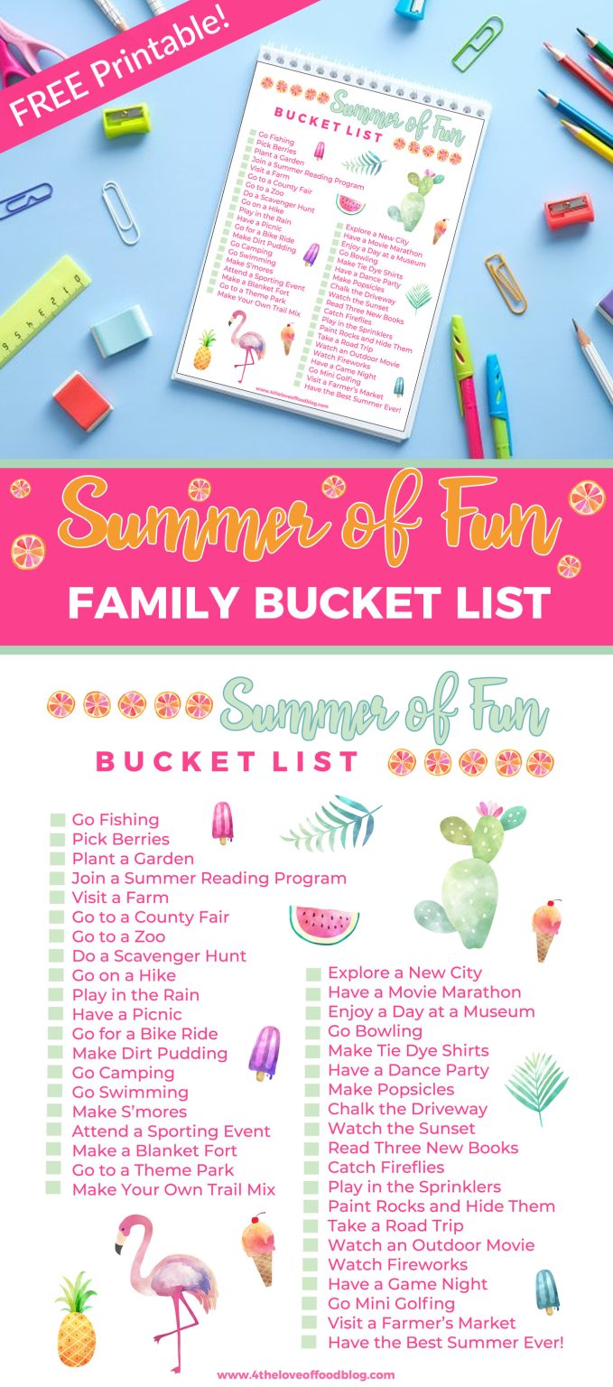Summer of Fun Printable Family Bucket List - For the Love of Food