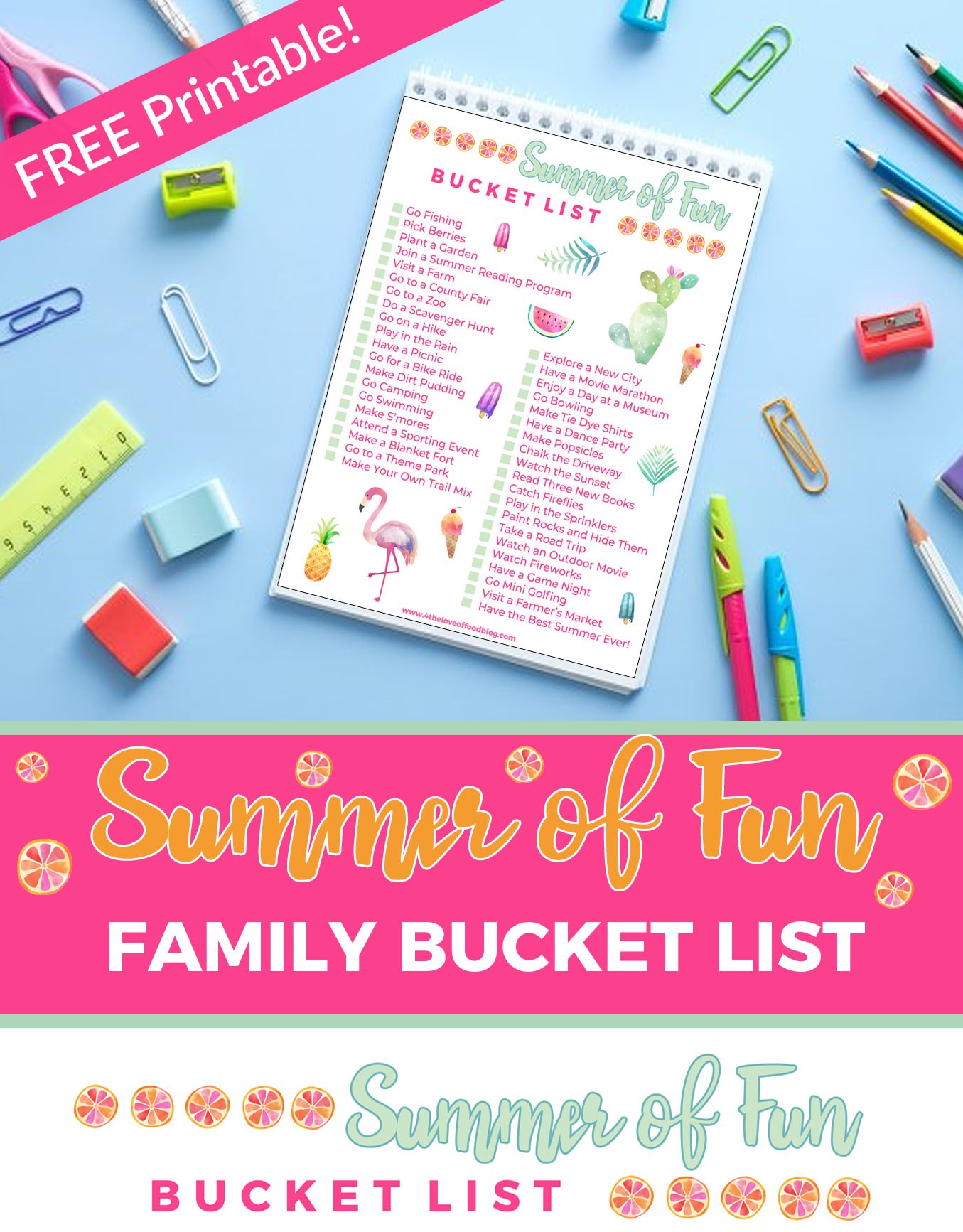 Summer of Fun Printable Family Bucket List - For the Love of Food