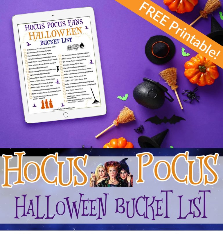 Hocus Pocus Fans Halloween Bucket List | Free Printable - For the Love ...