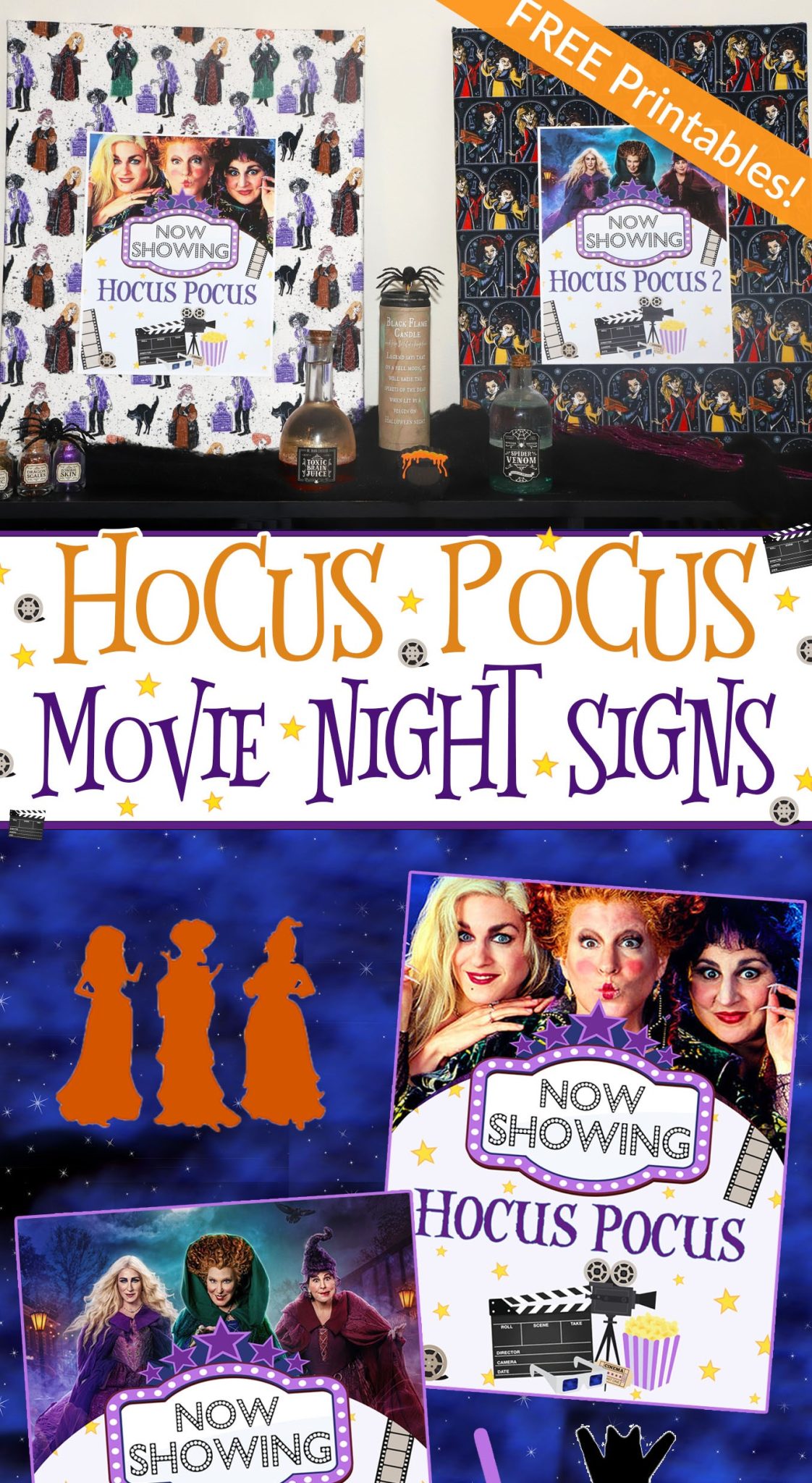 Hocus Pocus 2 Movie Night Printable Signs and Canvas Craft - For the ...