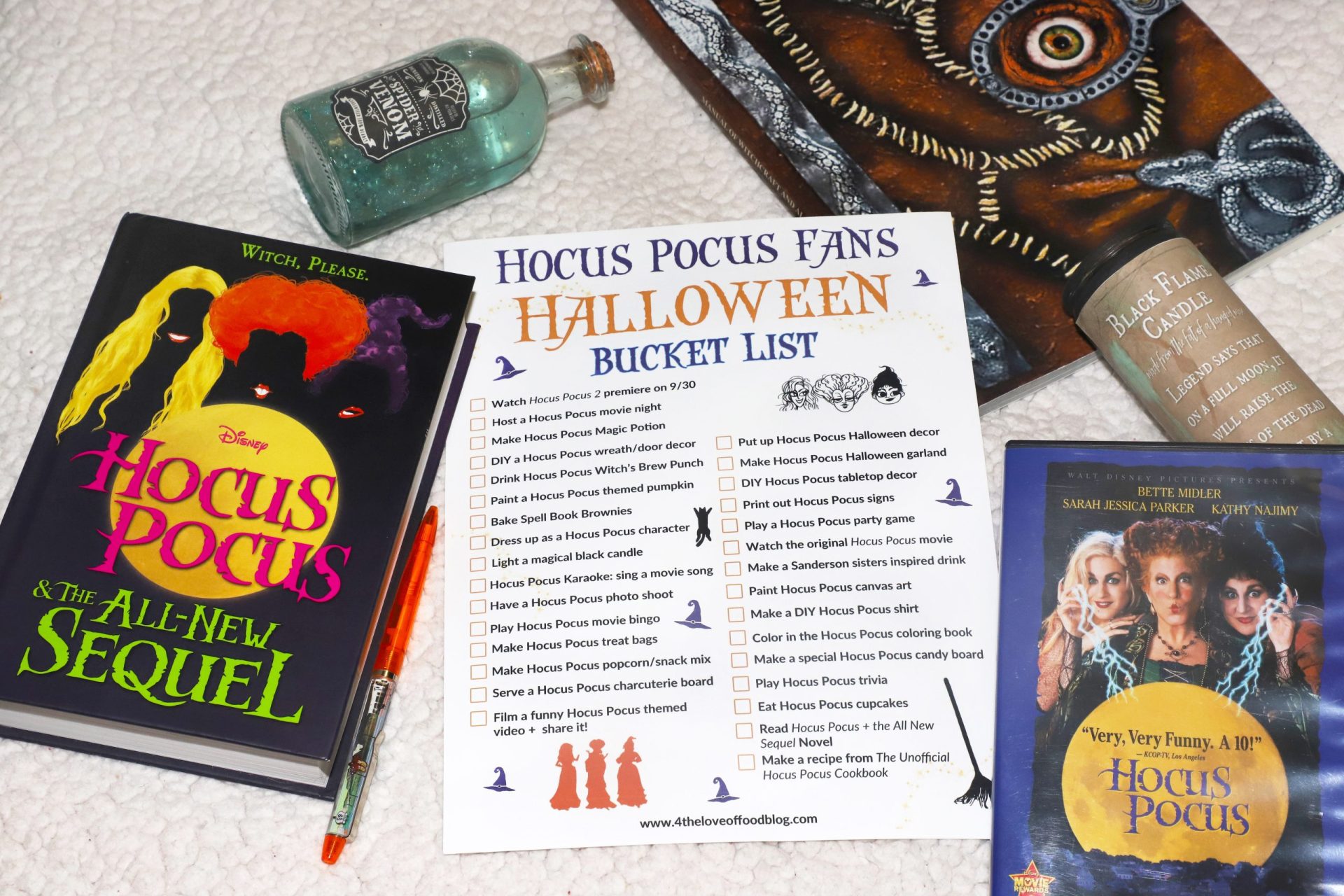 Hocus Pocus Fans Halloween Bucket List | Free Printable - For the Love ...