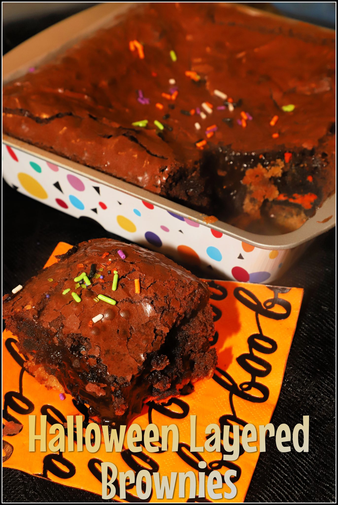 Halloween Layered Brownies #HalloweenTreatsWeek - For the Love of Food