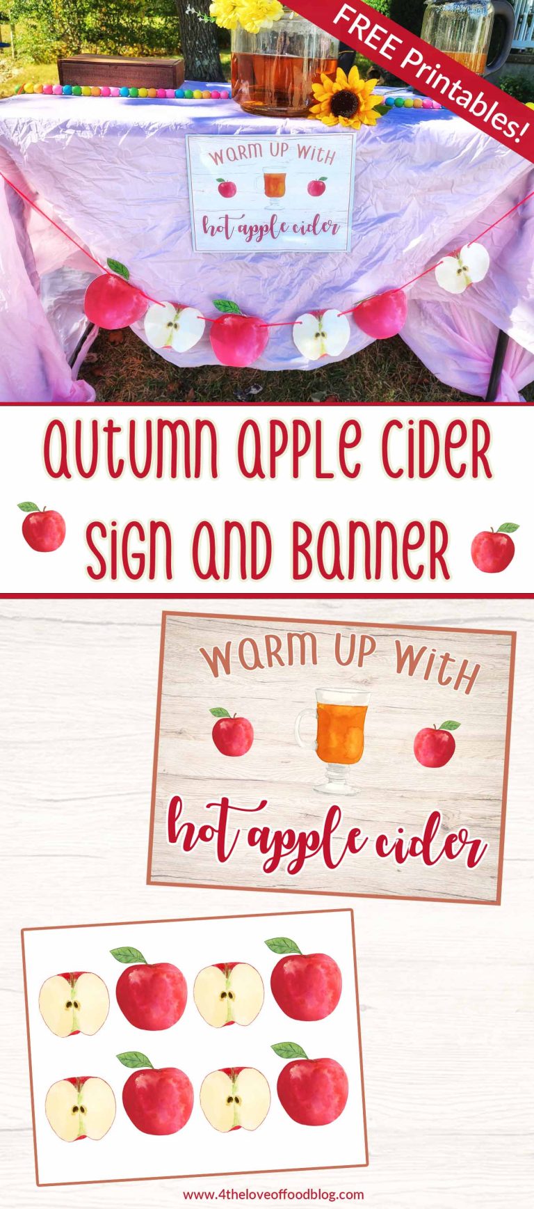 Autumn Apple Cider Sign and Banner | Free Printable - For the Love of Food