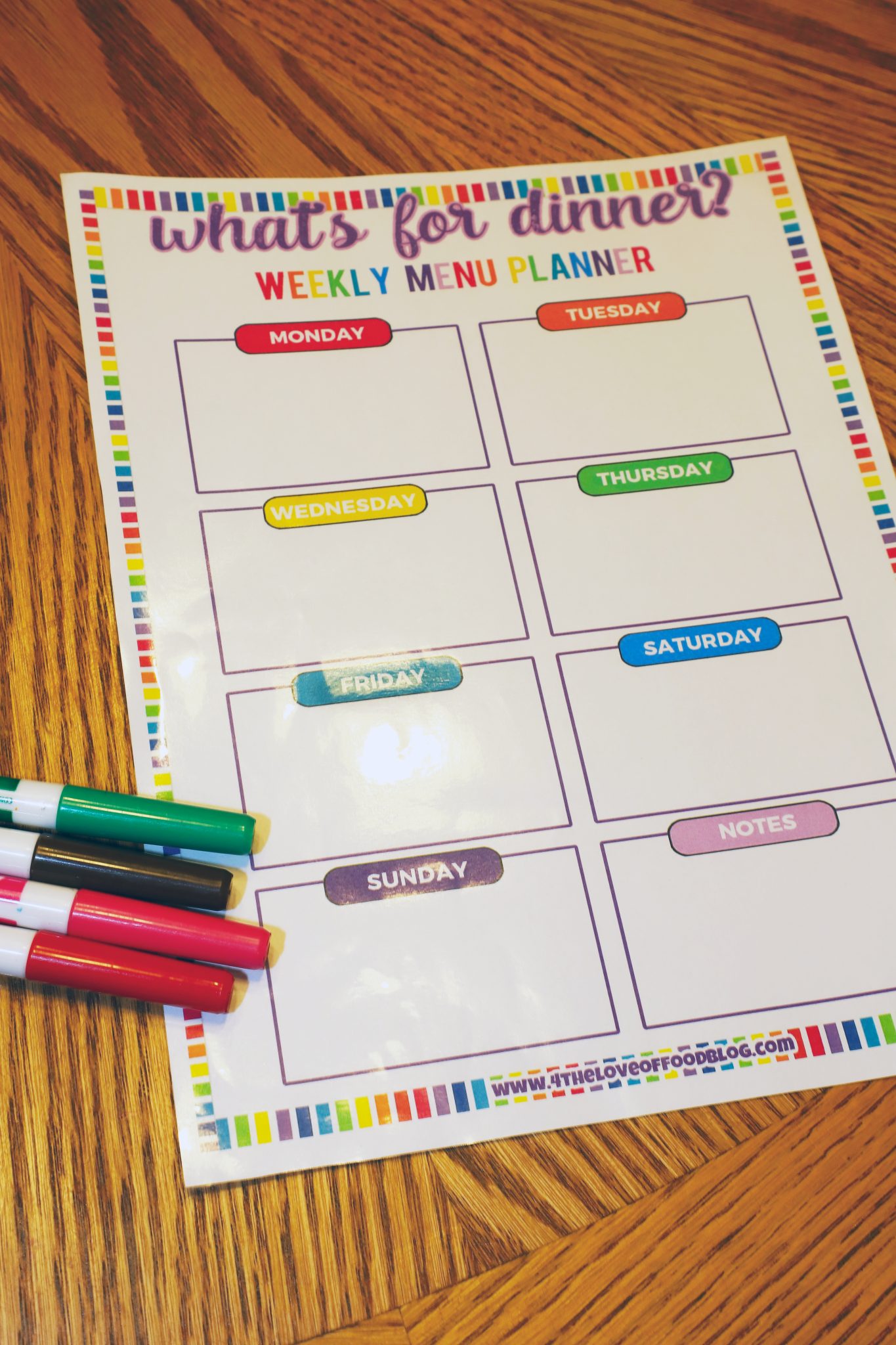 What's For Dinner ? | Printable Weekly Menu Planner - For the Love of Food