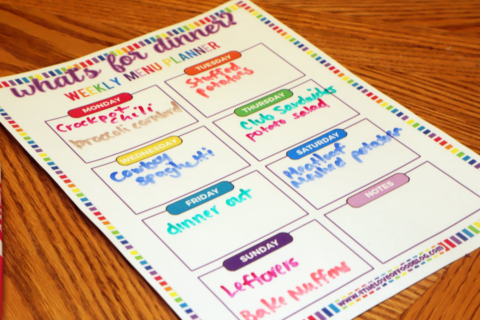 What's For Dinner ? | Printable Weekly Menu Planner - For the Love of Food