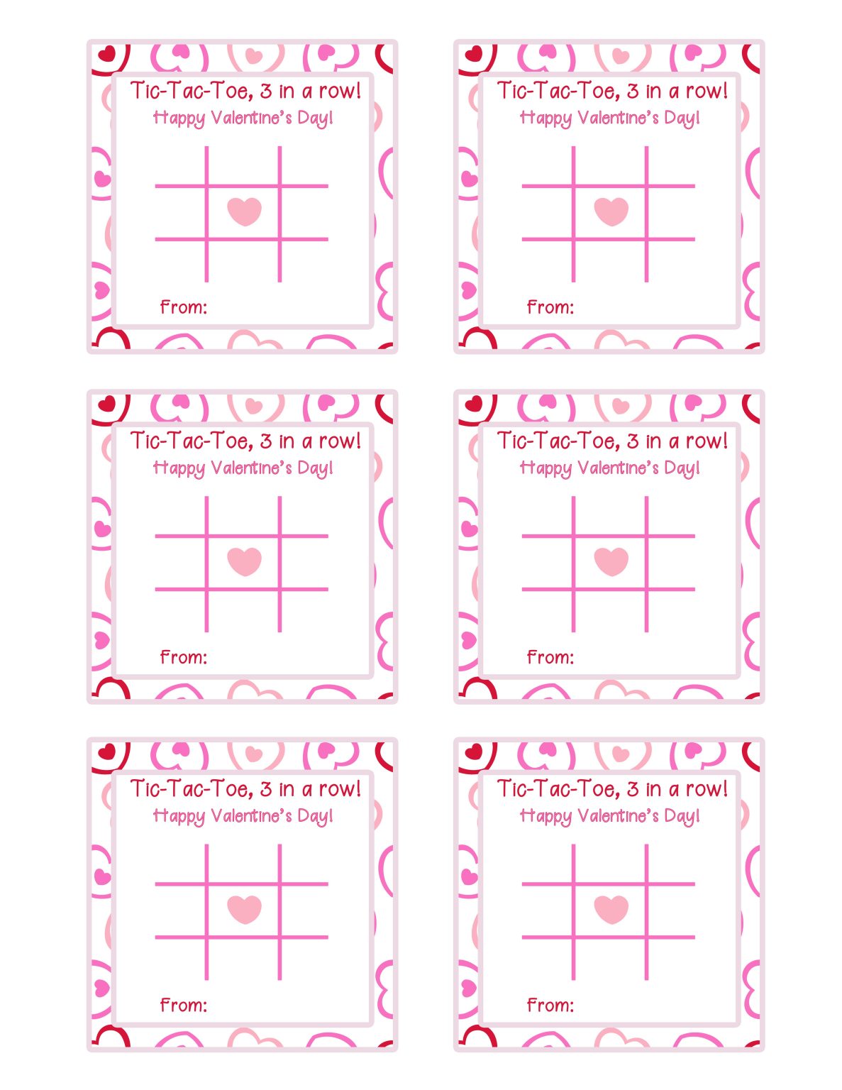 Tic Tac Toe Valentines | Free Printable Cards - For the Love of Food