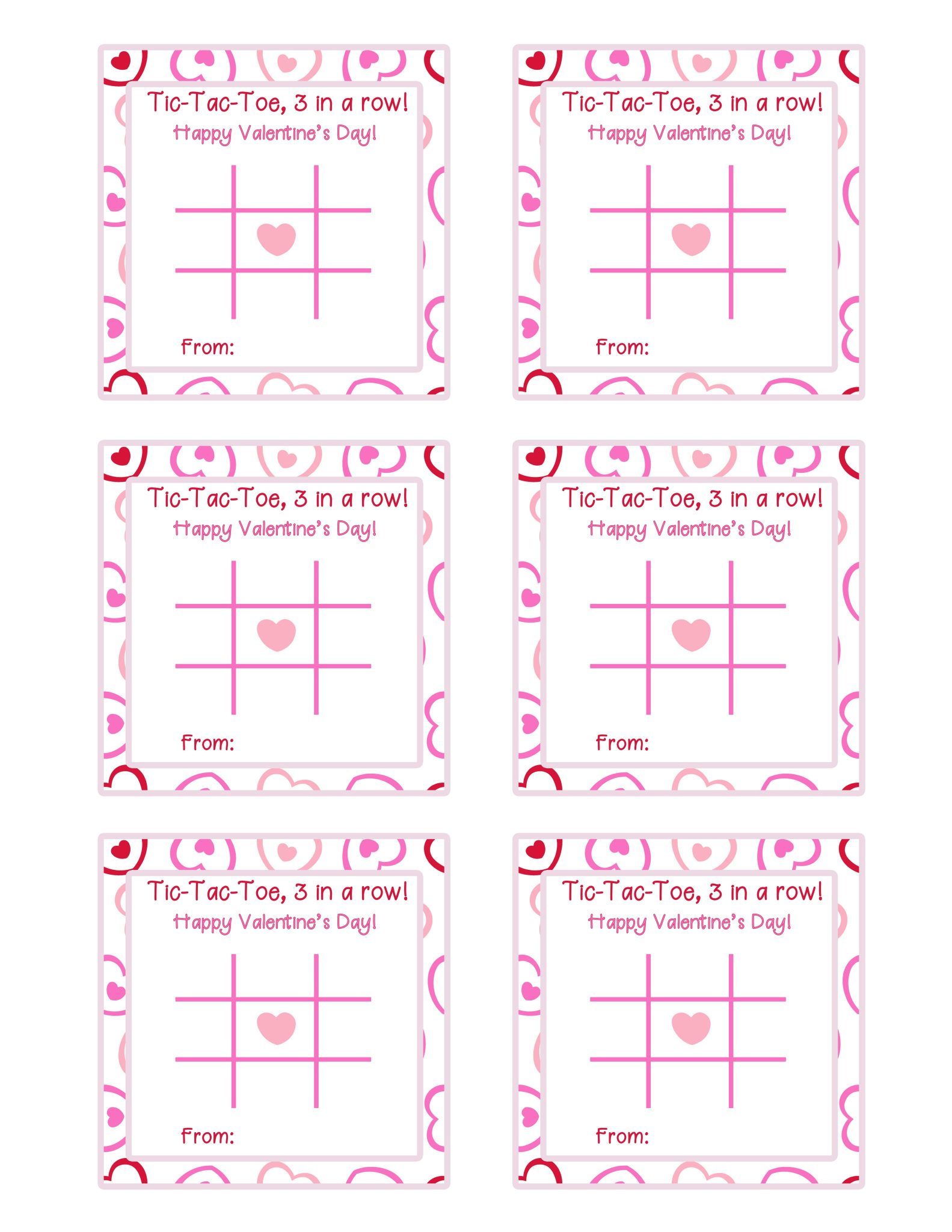 Tic Tac Toe Valentines | Free Printable Cards - For the Love of Food