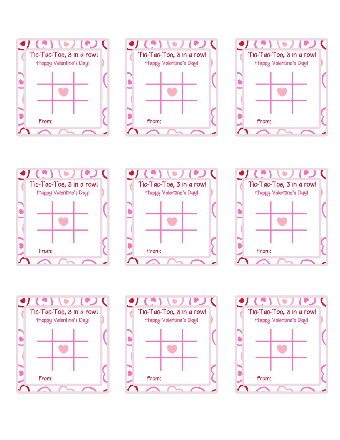 Tic Tac Toe Valentines | Free Printable Cards - For the Love of Food
