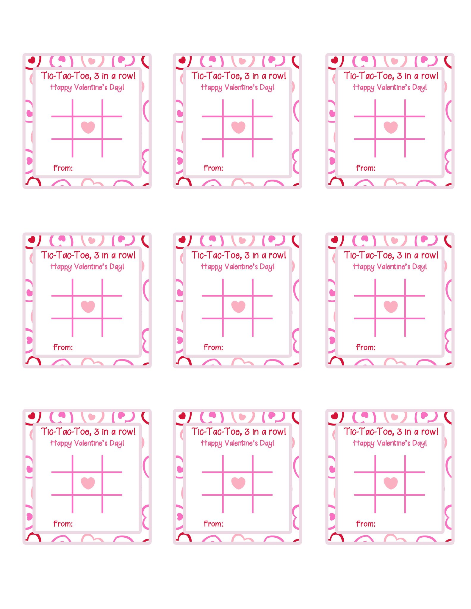 Tic Tac Toe Valentines | Free Printable Cards - For the Love of Food