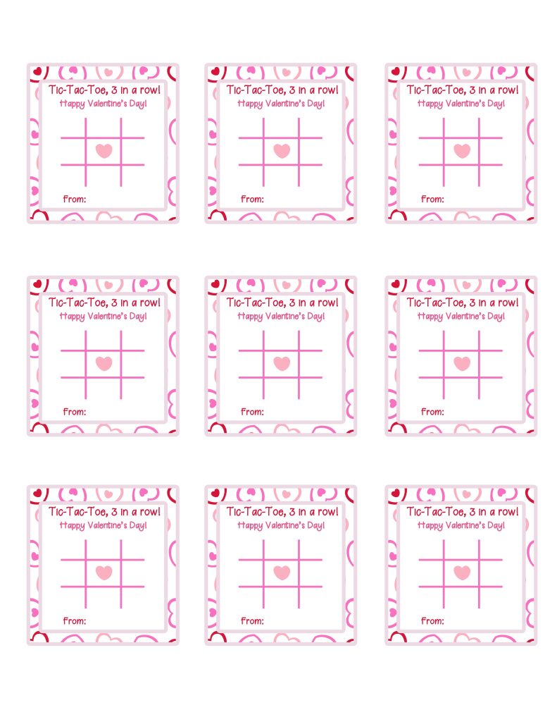 Tic Tac Toe Valentines | Free Printable Cards - For the Love of Food