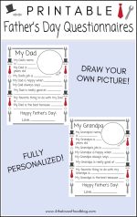 Printable Father's Day Questionnaires Gift Idea - For the Love of Food
