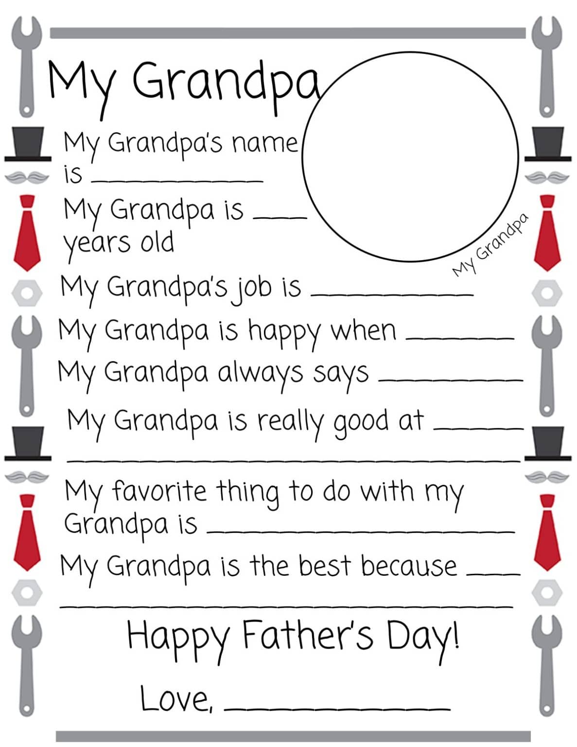 Printable Father's Day Questionnaires Gift Idea - For the Love of Food