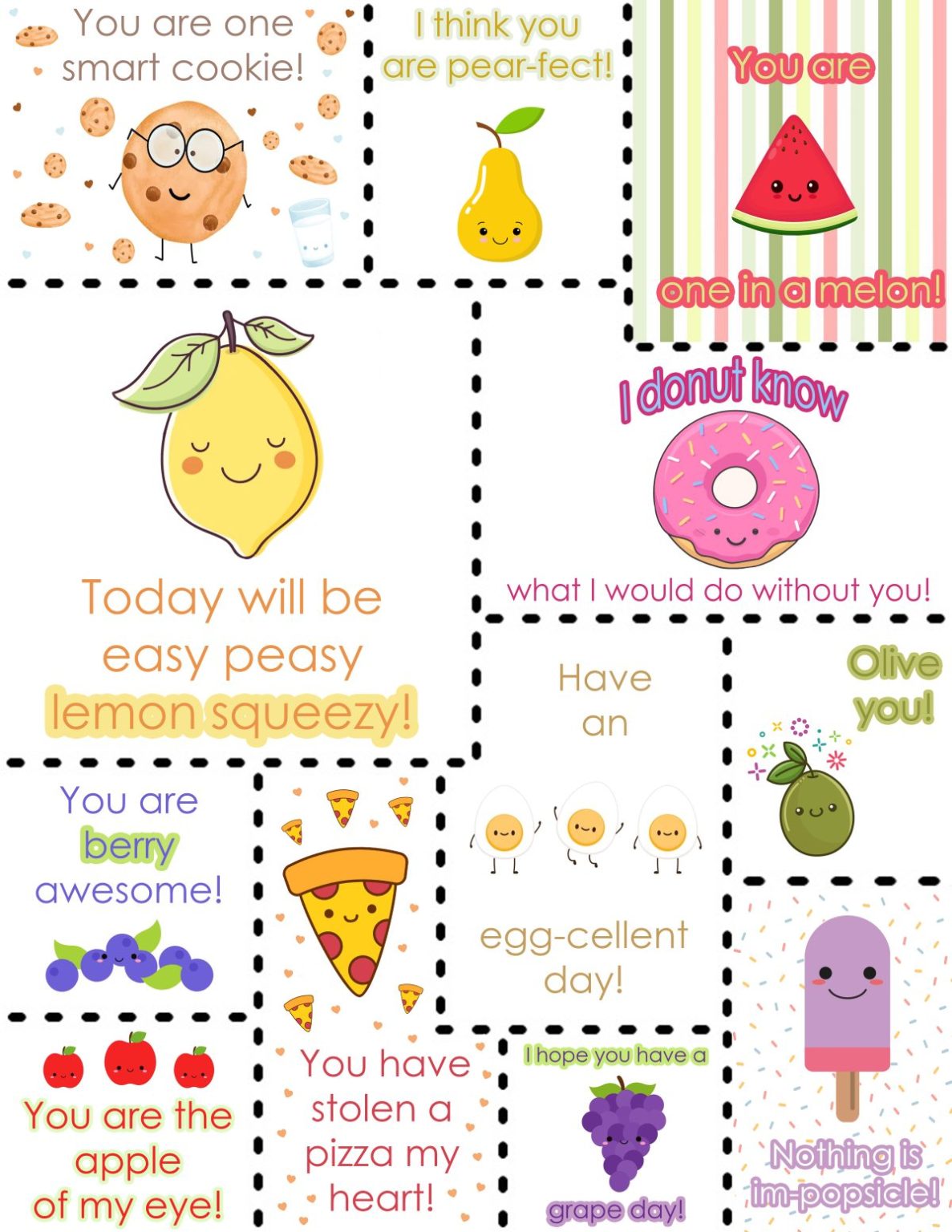 Printable Funny Foodie Kids Lunchbox Notes - For the Love of Food