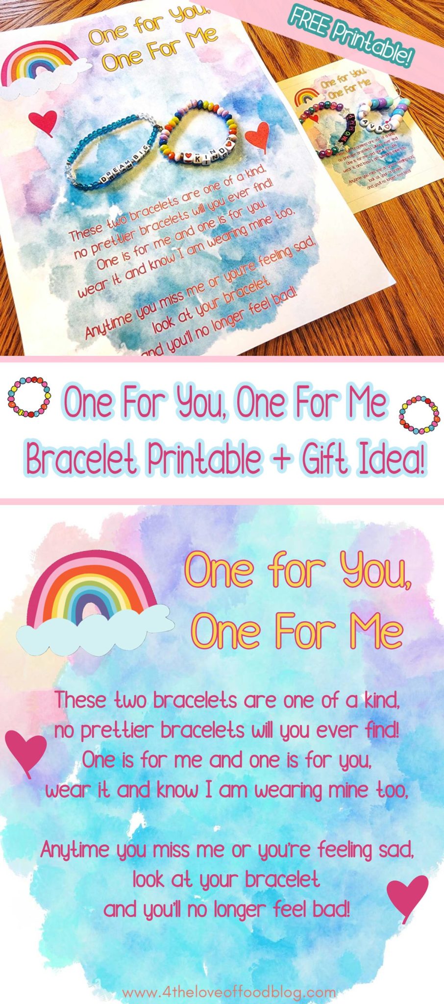 One For You, One For Me Bracelet Printable and Gift Idea - For the Love ...