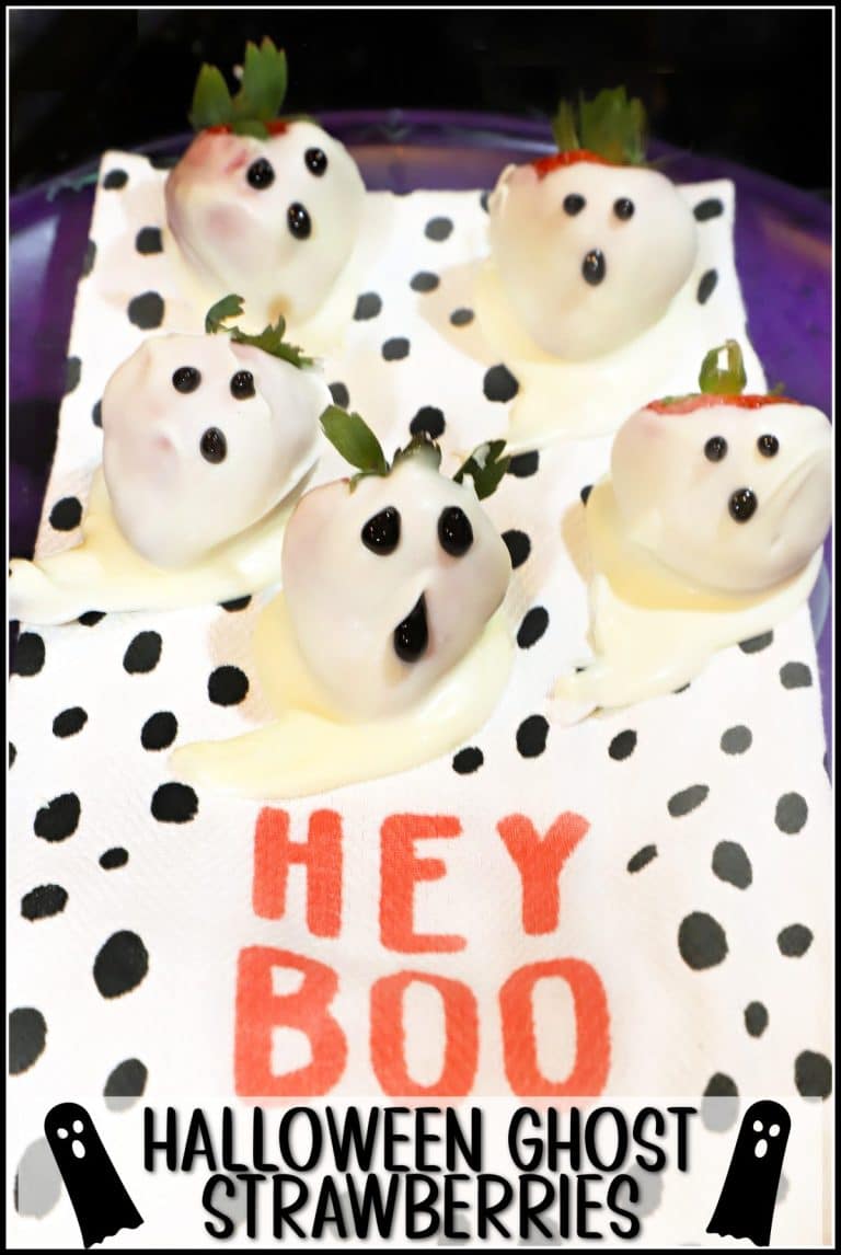 Halloween Ghost Strawberries #HalloweenTreatsWeek - For the Love of Food