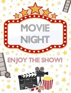 Movie Night Printable Sign and Ticket Gift Tags - For the Love of Food