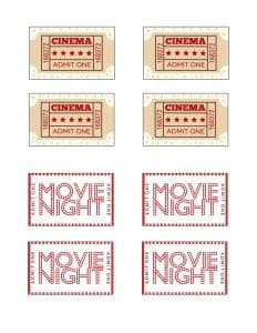Movie Night Printable Sign and Ticket Gift Tags - For the Love of Food