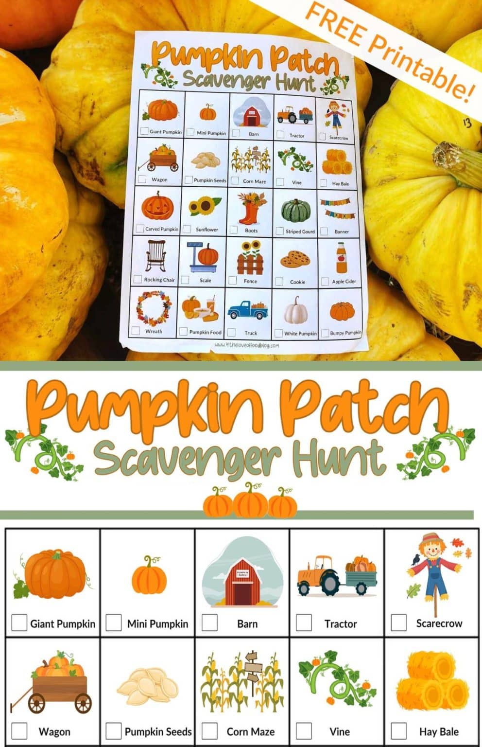 Fall Pumpkin Patch Scavenger Hunt - Free Printable! - For the Love of Food