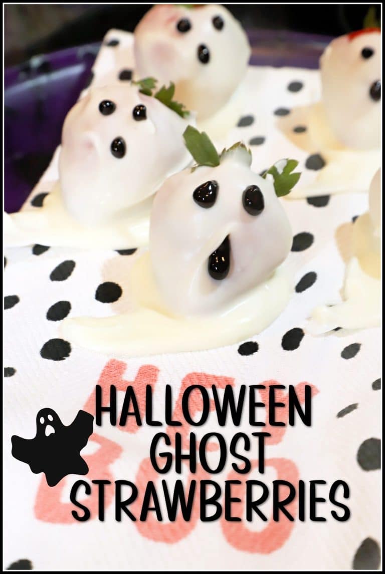 Halloween Ghost Strawberries #HalloweenTreatsWeek - For the Love of Food