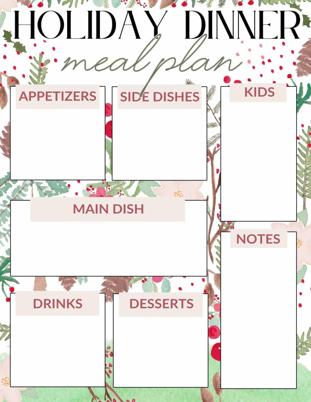 Printable Meal Planner for the Holidays! - For the Love of Food