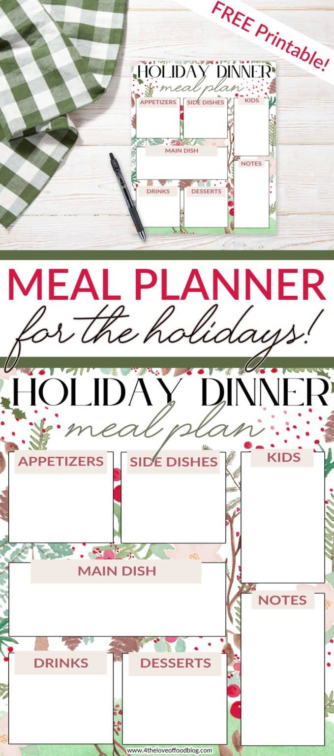 Printable Meal Planner for the Holidays! - For the Love of Food